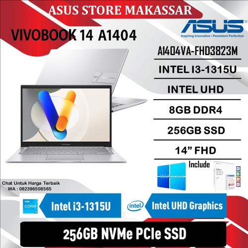 Promo ASUS VIVOBOOK 14 A1404VA-FHD3823M - i3-1315U 8GB 256GB 14" FHD ...