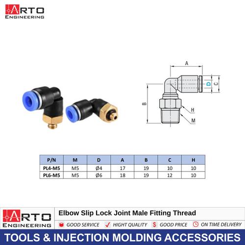 Jual Elbow Slip Lock Joint Male Fitting Thread Pneumatic Fitting - PL4 ...