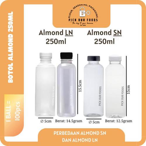 Promo Botol Almond 250 ml / Botol Plastik PET 250ml / Botol Minuman ...
