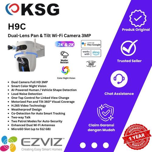 Promo Ezviz H9C 2K Dual-Lens Pan & Tilt Wi-Fi IP Camera - BUNDLE 64GB ...