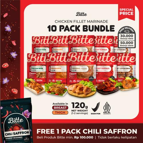 Promo 10 PACK BUNDLE Chicken Fillet Marinade / Ayam Marinasi 120g - Bitte - Thigh / Paha ...