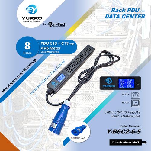 Jual 8 Holes PDU Mix. C13+C19 with AV6 Meter, Input Ceeform 32A - Kota ...