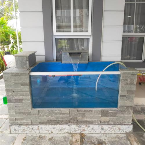 Jual Kolam ikan portable minimalis batu andesit timbul kaca 2 sisi ...