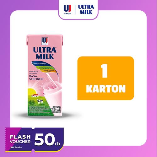 Promo Ultra Milk Susu UHT Strawberry 250ml 1 karton (24 pcs) - 1/2 ctn ...