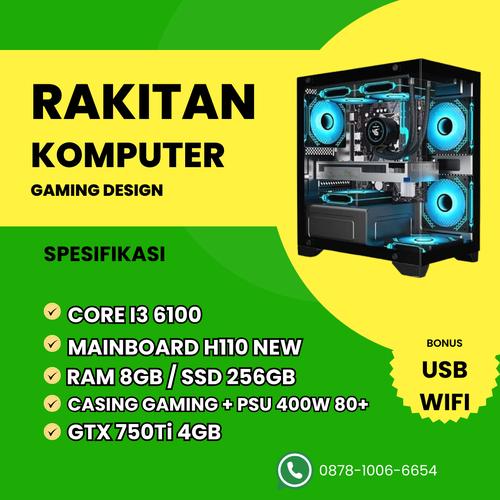 Jual PC Komputer CPU Rakitan Gaming Core i3 6100 RAM 8GB SSD 256GB GPU ...