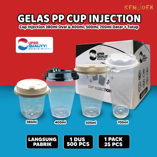 Jual Cup Injection 380ml 12oz Oval & 500ml 16oz / 700ml 24oz Datar ...