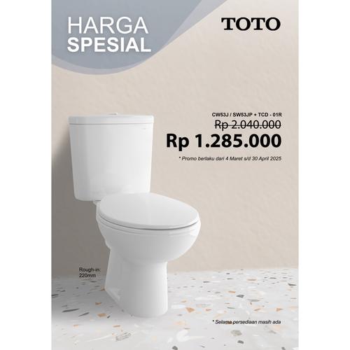 Jual Kloset Duduk TOTO CW53J / SW53JP + TCD-01R komplit set (putih ...