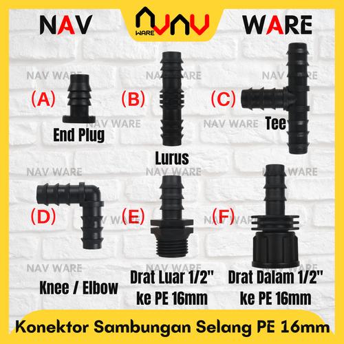 Jual Konektor Nepel Selang Air 1/2" PE 13/16mm Tee T Cabang 3 Way / Drat Dalam Luar 1/2 Inch ...