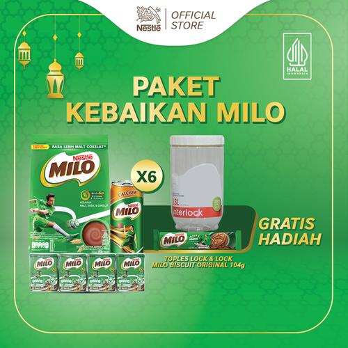 Promo Paket Kebaikan MILO (MILO ACTIV-GO Bubuk 3IN1 990g, UHT 110ml x4 ...