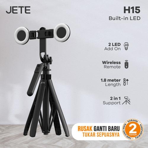 Jual Tripod JETE H15 Tongsis Bluetooth Selfie Stick HP With Lighting and Remote - Garansi 2 ...
