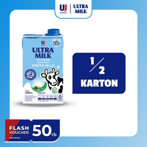 Promo Ultra Milk Susu UHT Full Cream 750 ml 1/2 karton (6 pcs ...