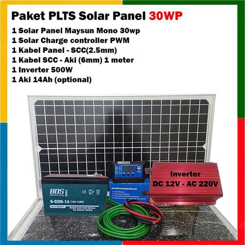 Jual Paket Komplit PLTS Solar Panel 30WP + Aki - Paket tanpa Aki ...