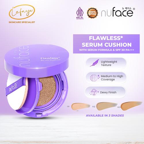 Promo NuFace Serum Cushion Flawless+ with SPF 30 PA+++ Niacinamide VIT E Medium to High Coverage ...