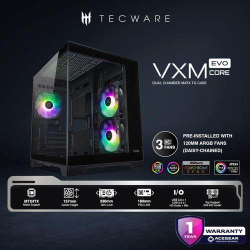 Jual Casing PC Gaming Tecware VXM EVO Core M-atx Infinity TG With 3 Fan ...