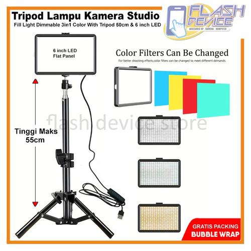 Jual Tripod Lampu Kamera Studio Fill Light Dimmable 3in1 Color Filter 6 ...