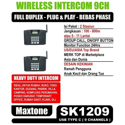 Jual Full duplex intercom wireless 2 way wireless intercom interkom 2 arah bicara tanpa kabel ...