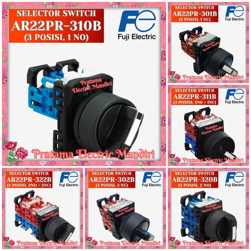 Jual Selector Switch Dia. 22mm AR22PR-311B 3 Posisi 1NO 1NC FUJI ELECTRIC - AR22PR-302B ...