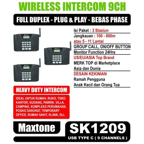 Jual Full duplex intercom wireless 2 way wireless intercom interkom 2 ...