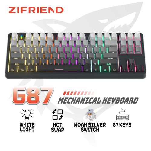 Jual ZIFRIEND G87 Gaming Mechanical Keyboard Side Engraved Keycaps White Light Wired Hot Swap ...