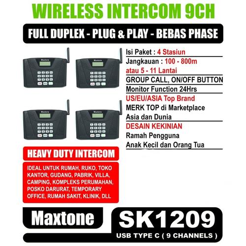 Jual Full duplex intercom wireless 2 way wireless intercom interkom 2 ...