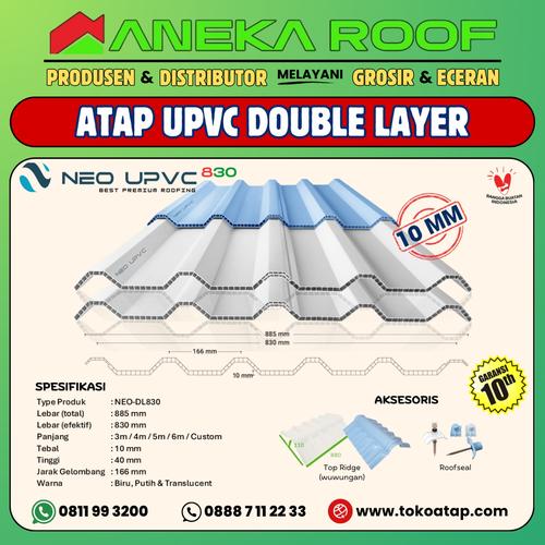 Jual ATAP UPVC DOUBLE LAYER 830 | TEBAL 10mm | White & Blue | GARANSI ...