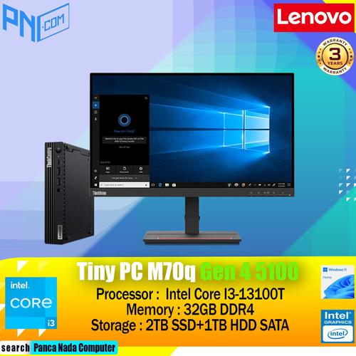 Jual Tiny PC M70q Gen 4 5100 Intel Core I3-13100T 32GB 2TB SSD+1TB HDD ...