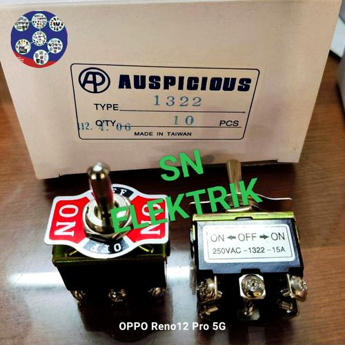 Jual Auspicious Toggle Switch 1322 6 Kaki ON-OFF-ON 250VAC 15A ...