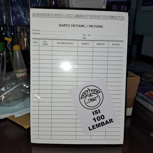 Jual Kartu Hutang Piutang kecil isi 100 lembar ukuran 15 x 21 cm - Kota ...