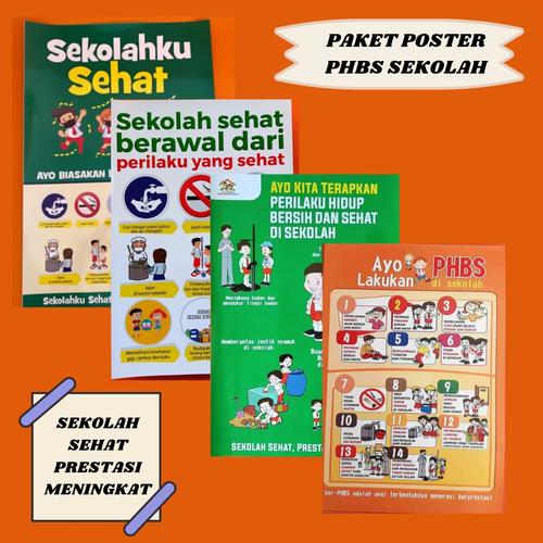 Jual Paket Poster PHBS Sekolah - Poster Sekolah Sehat Prestasi Meningkat - Poster Sekolah - Kab ...