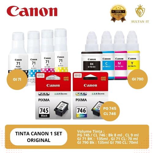 Jual Tinta Canon Printer 1 Set PG 745 - CL 746 / GI 71 / GI 790 ...