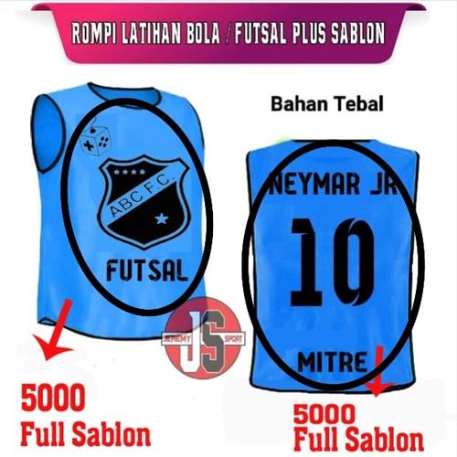 Jual Rompi Bola - Rompi Futsal Plus Sablon Depan Belakang 1 Warna ...