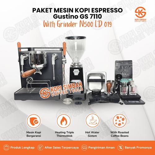 Promo Paket Mesin Espresso GUSTINO 7110 With Coffee Grinder Set Mesin Alat Seduh Pembuat Kopi ...