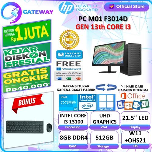 Promo HP PC DESKTOP M01-F3014D i3-13100 8GB 512GB UMA W11 OHS MONITOR LED 21.5" - WINDOWS 11 ...