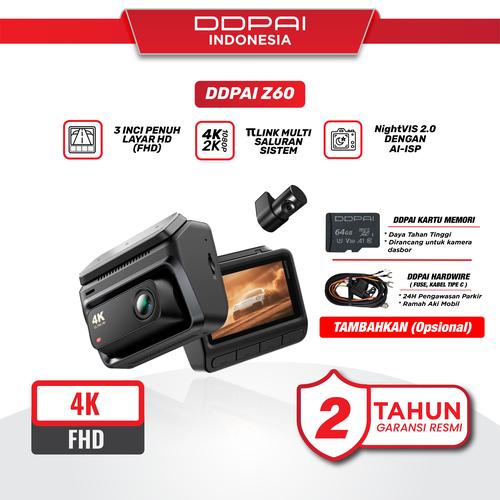 Promo [NEW LAUNCH] DDPAI Z60 Dual 4K Ultra HD GPS 3 Channel Front & Rear Super Capacitor Dash ...