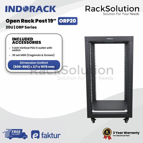 Jual ORP20 Indorack Open Rack Post 20U Depth Adjust 600 - 900mm Rak ...