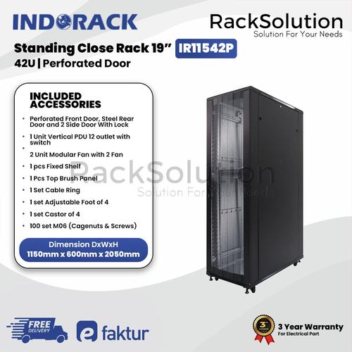 Jual IR11542P Indorack Close Rack Server Rak D. 1150MM 42U Perforated ...