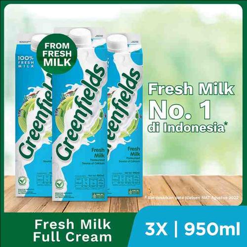 Promo [Triplepack] Susu Segar Greenfields-Fresh Milk Full Cream 950ml x 3pcs - Kota Tangerang ...