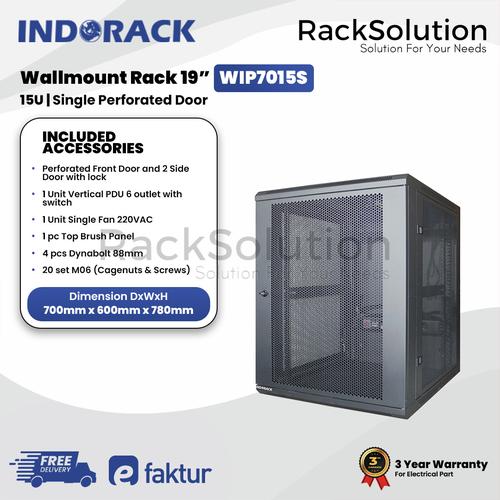 Jual WIP7015S INDORACK WALLMOUNT RACK DEPTH 700MM 15U SINGLE PERFORATE ...