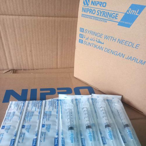 Jual Spuit Syringe 1cc 3cc 5cc 10cc 20cc 50cc Nipro eceran pcs - 3cc ...
