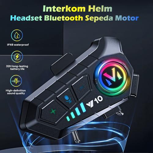 Jual Intercom Y10 Headset Bluetooth Headset Helm Bluetooth 5.3 Helm ...