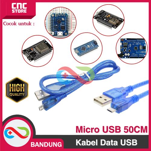 Jual KABEL DATA MICRO USB FOR WEMOS ESP32 ESP8266 BIRU 50CM CABLE DATA ...
