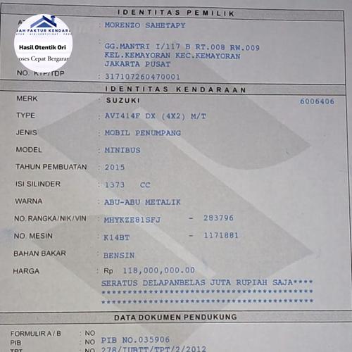 Jual Faktur Kendaraan Mobil & Motor - SPH - Kota Bekasi - Genozgecko | Tokopedia