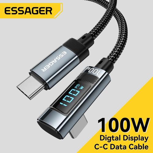 Jual ESSAGER Kabel Charger Data Type C To Type C Digital Display Nylon ...