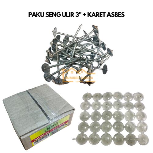 Jual Paket Per 30 Pcs Paku Seng Ulir 3" Inch 7.5cm MUMS + Karet Asbes ...