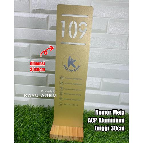 Jual Nomer Meja ACP Aluminium Ukuran 30 x 8 cm / Penanda Nomor Meja ...