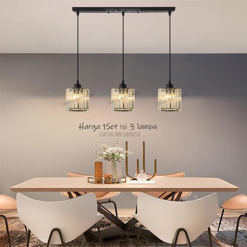 Jual Lampu gantung hias 3in1 5in1 kaca kristal kop panjang design modern meja makan island ...