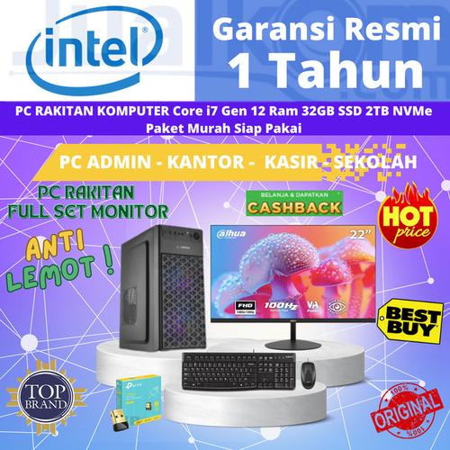 Jual PC Rakitan CPU Komputer Rakitan Gen 12 Core i7 Ram 32GB 2TB SSD Fullset Monitor Siap Pakai ...