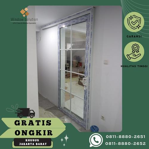 Jual Pintu Sliding 1 Daun UPVC CONCH Rel Gantung dan Dekorasi Ukuran 90 x 230 - Hitam, Polos 8mm ...