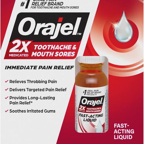 Jual Orajel 2X Medicated Toothache & Mouth Sores Liquid, 0.45 Fl Oz ...