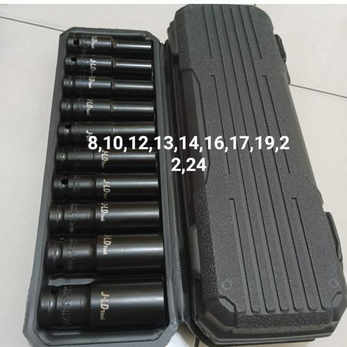 Jual deep wall impact socket ½" 10pcs set mata kunci shock - Hitam ...
